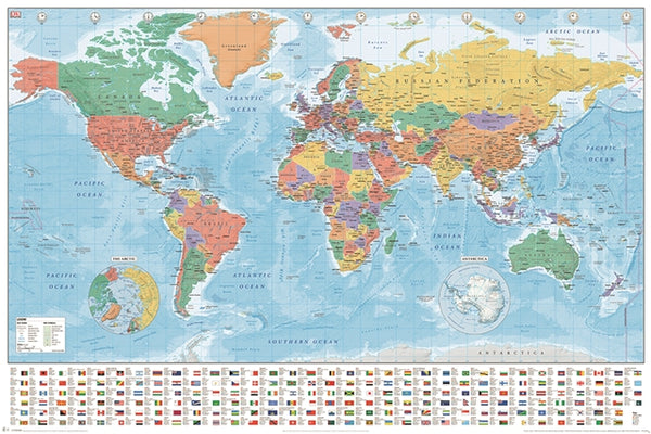 Map posters - Political World Map Flags and Facts poster PP33948 ...